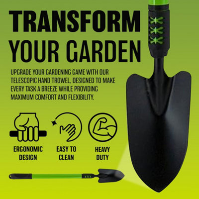 Long Handle Telescopic Extending Gardening Trowel Planting Weeding Soft ...