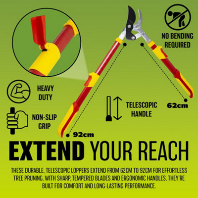 Long Handle Telescopic Lopper Extend Garden Tree Trimmer Anvil Bypass ...
