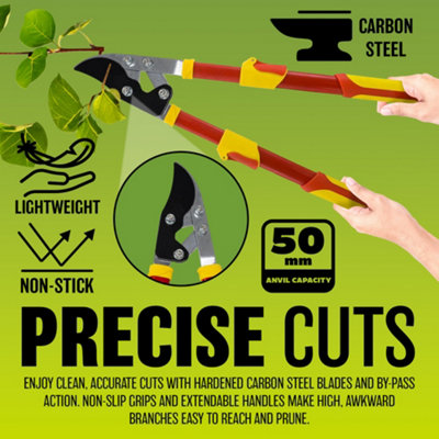 Long Handle Telescopic Lopper Extend Garden Tree Trimmer Anvil Bypass ...