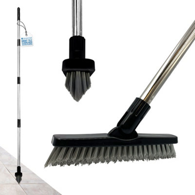 Long Handled Angled Grout Brush with Stiff Bristles for Cleaning Tiles ...
