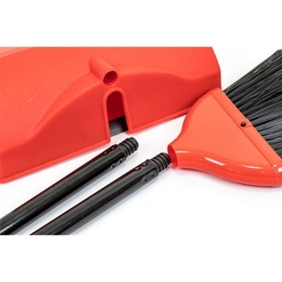 Long Handled Dustpan and Brush Set - BLACK & RED