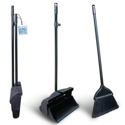 Long Handled Dustpan and Brush Set - Black