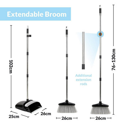 Long Handled Dustpan and Brush Set - Brush And Dustpan - 130cm Extendable Handle Brush And ...