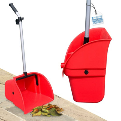 Long Handled Dustpan Large Outdoor Garden Scoop - Red