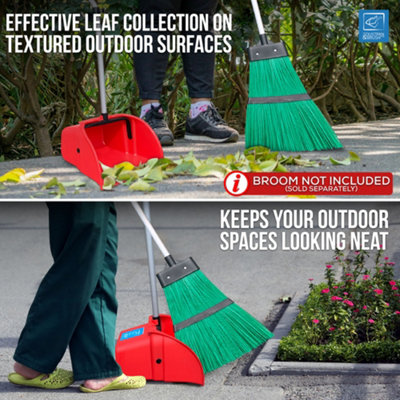 Long Handled Dustpan Large Outdoor Garden Scoop - Red
