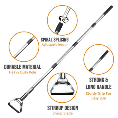 Long Handled Flexible Hoe Adjustable Head Weeder Stirrup Garden Tool