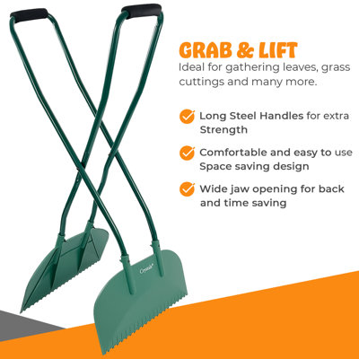 Long Handled Leaf Collecting Rake Grabs Garden Leaves Tidy Collector ...