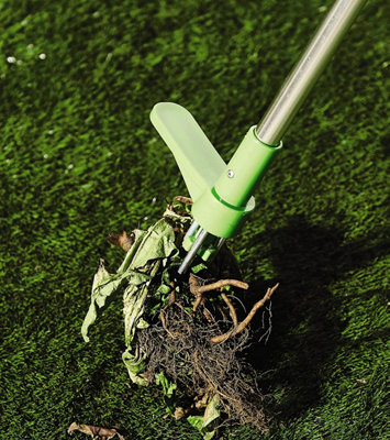 Long Handled Weed Remover - Aluminium No Bend Garden Lawn Weeding Tool with 3 Claws & Foot Pedal ...