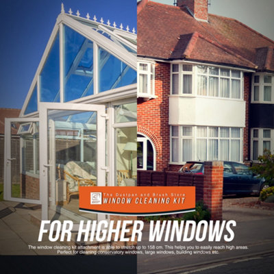 Long Handled Window Cleaning Kit with Bendable Squeegee Washer Head and ...