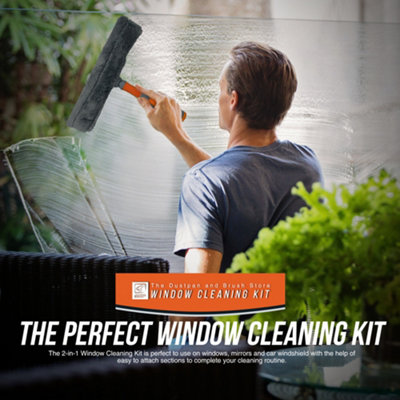 Long Handled Window Cleaning Kit with Bendable Squeegee Washer Head and ...