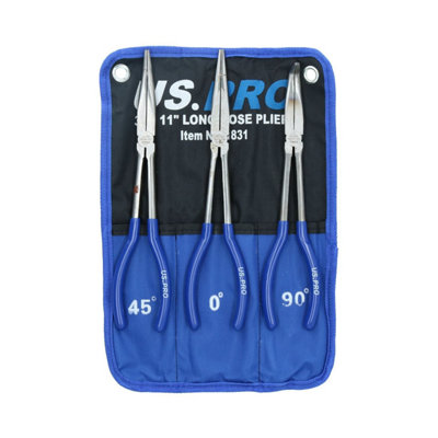 Long Nose Pliers set 3pc 11" straight / 45 / 90 degree by U.S.PRO TOOLS AT806 | DIY at B&Q