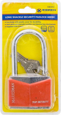 Long Shackle Padlock With 3 Keys Security Lock Heavy Duty Luggage Pad ...