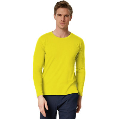Long-Sleeved Top - basic wear for men -303222 - yellow L