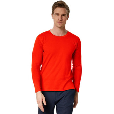 Long-Sleeved Top - basic wear for men -303228 - red XL