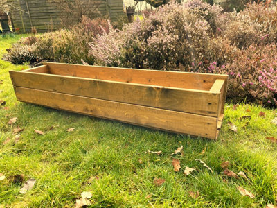 Long Wooden Planter Garden Flower Trough Boxes (W)120cm (H)24cm (D)26cm