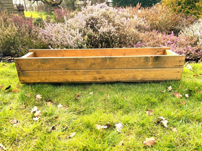 Long Wooden Planter Garden Flower Trough Boxes (W)120cm (H)24cm (D)26cm