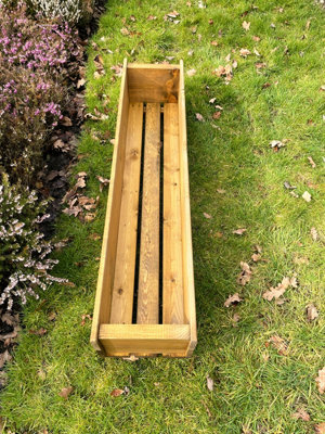 Long Wooden Planter Garden Flower Trough Boxes (W)120cm (H)24cm (D)26cm