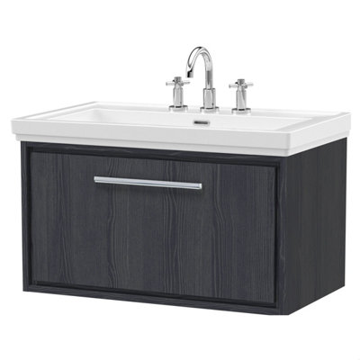 LONGNOR 1 DRAWER WALL HUNG VANITY UNIT WITH 3 TAP HOLE TRADITIONAL ...