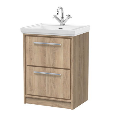 LONGNOR 2 DRAWER FLOOR STANDING VANITY UNIT WITH 1 TAP HOLE TRADITIONAL ...