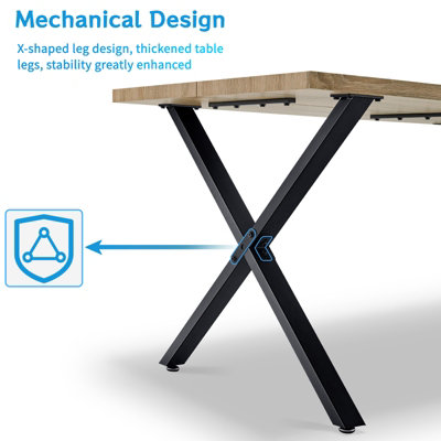LONGTOO 4-6 Seater Wooden Dining Table,140 x 80 x 76cm,with X-Design ...