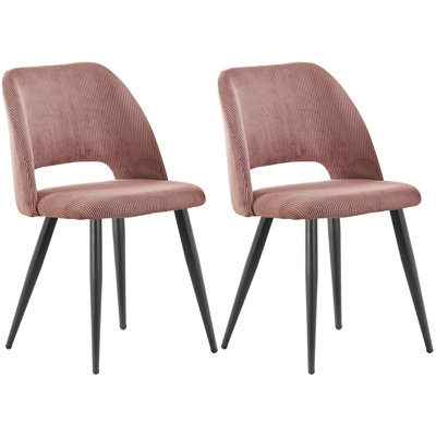 LONGTOO set of 2 Dining Chairs, Velvet Upholstery, Separate Legs, Pink