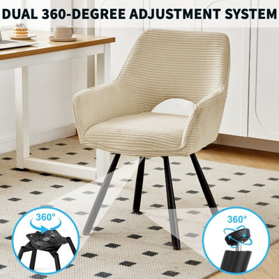 LONGTOO Set of 4 360 Degrees Swivel Dining Chair, Upholstered Kitchen ...