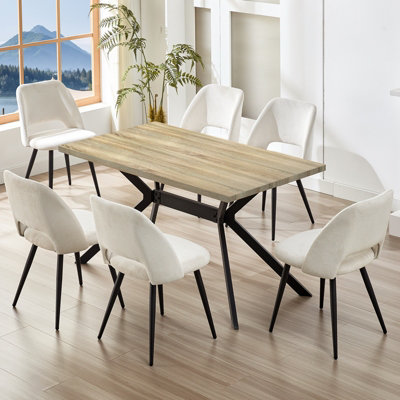 LONGTOO set of 6 Dining Chairs, Velvet Upholstery, Separate Legs, Khaki