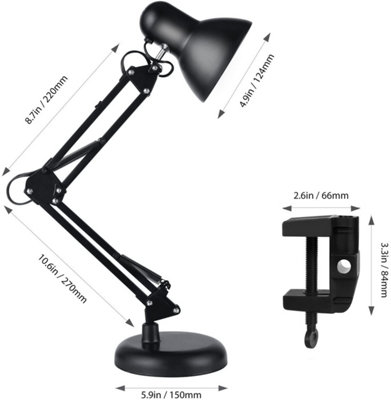 LONGTOO Swing Arm Desk Lamp,LED Bulb & Clamp,Metal Structure ...