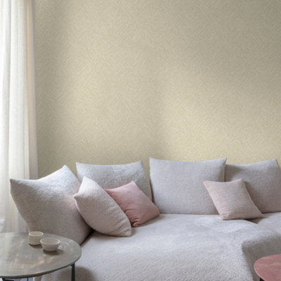 Loni Diagonal Weave Textured Vinyl Wallpaper Beige Grandeco PW3003