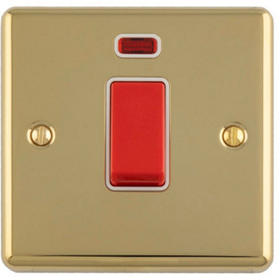 Loops 1 Gang 45A Double-Pole Cooker Switch with Neon Indicator Polished ...