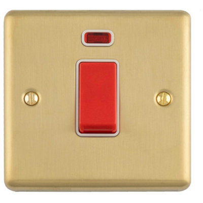 Loops 1-Gang 45A Double Pole Cooker Switch with Neon - Satin Brass ...