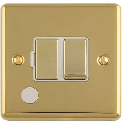 Loops 13A DP Fused Spur with Flex Outlet Polished Brass Faceplate and ...