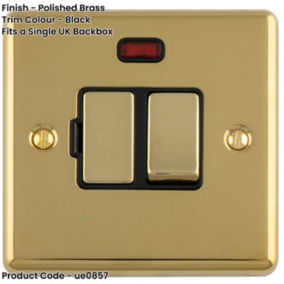 Loops 13A DP Fused Switched Spur with Neon Indicator, Polished Brass ...