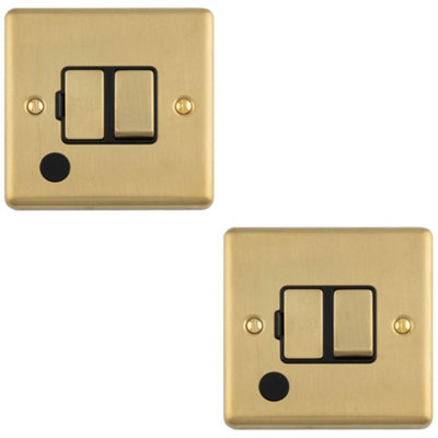 Loops 2-Pack 13A DP Fused Spur & Flex Outlet Satin Brass with Black Insert