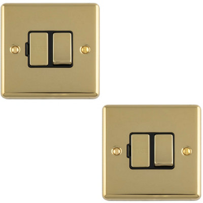 Loops 2-Pack 13A DP Switched Fused Spur - Polished Brass with Black Insert
