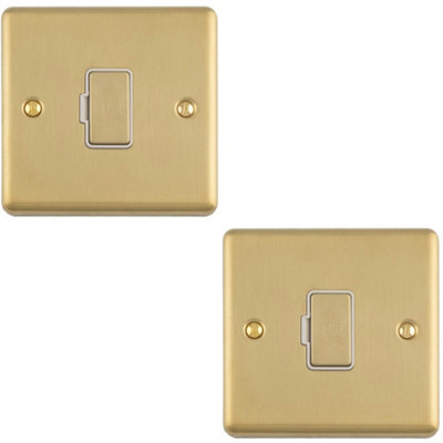 Loops 2-Pack 13A DP Unswitched Fuse Spur Wall Plate - Satin Brass with ...
