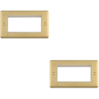 Loops 2-Pack 4-Gang Euro Modular Wall Face Plate Frame Satin Brass with ...