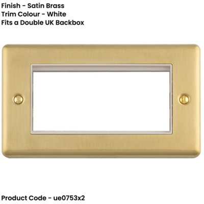 Loops 2-Pack 4-Gang Euro Modular Wall Face Plate Frame Satin Brass with ...