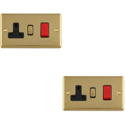 Loops 2-Pack 45A DP Cooker Switch with Neon and 13A Switched Socket ...