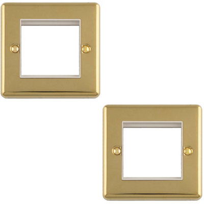 Loops 2-Pack Double Gang Euro Module Faceplate - Polished Brass & White ...