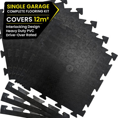 Loops Coinect Single Garage Floor Kit (12m²) Heavy Duty Black PVC ...