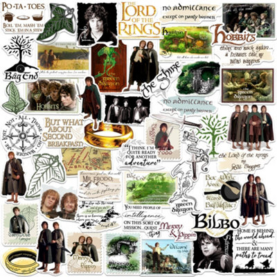 Lord Of The Rings Deluxe Hobbits Stickers (Pack of 50) Multicoloured ...