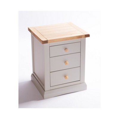 Loreo 3 Drawer Bedside Table Wood Knob