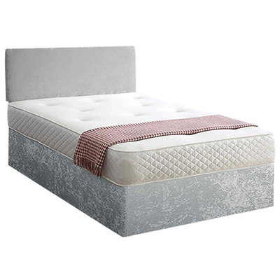 Loria Divan Bed Set with Headboard and Mattress - Crushed Fabric ...