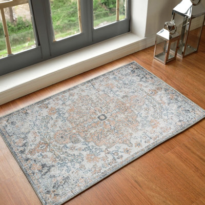 LOU Vintage Traditional Oriental Boho Amber Area Rug 60 x 90 cm - Easy ...