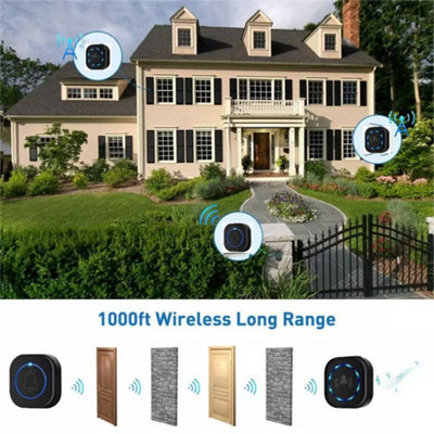 Loud Wireless Doorbell Plug in Cordless Doorbells Waterproof Door Bell ...