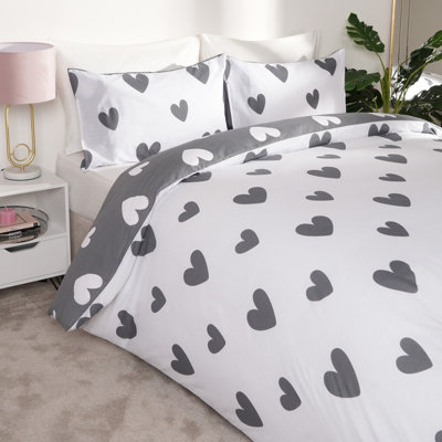 Love Heart Decorative Printed Duvet Cover Set with Pillowcase