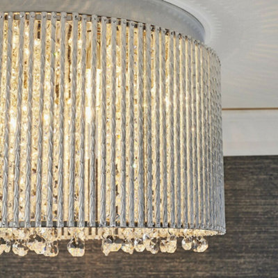 Low Ceiling Flush Light Chrome & Crystal Shade Modern Bar Cage Boutique ...