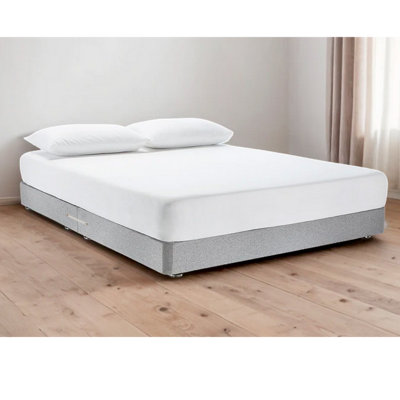 Low Divan Bed Base On Chrome Glides 5FT King - Wool Clay