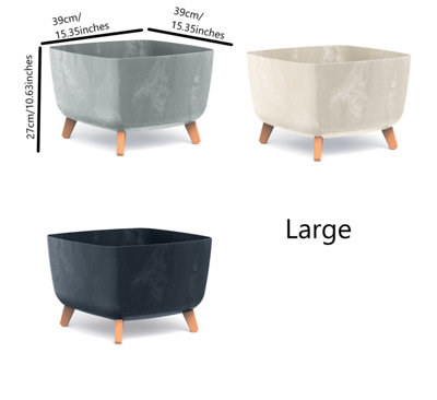 Low Planter Flower Pot with Legs Insert Square Decorative Indoor ...